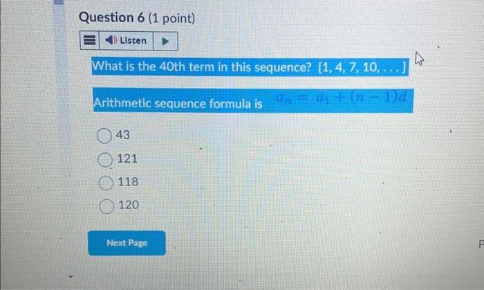 Solved What is the 40 th term in this sequence? {1,4,7,10,…} | Chegg.com