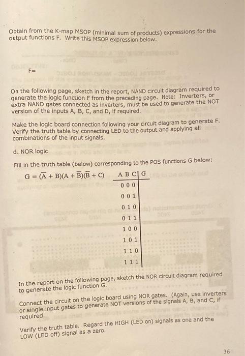 Solved EXPERIMENT #1 DIGITAL LOGIC-NAND/NOR LOGIC OBJECTIVE | Chegg.com