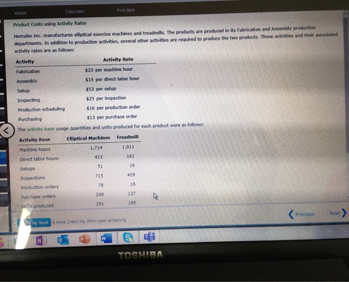 Solved eBook. Calculator Print Item Product Costs using | Chegg.com
