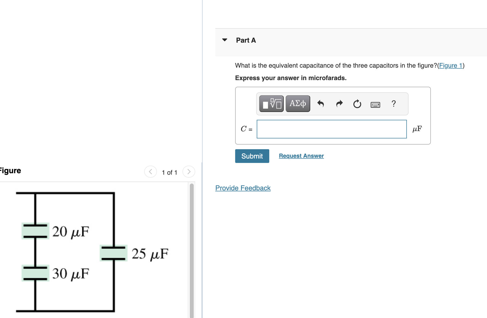 Solved Part AWhat is the equivalent capacitance of the three | Chegg.com