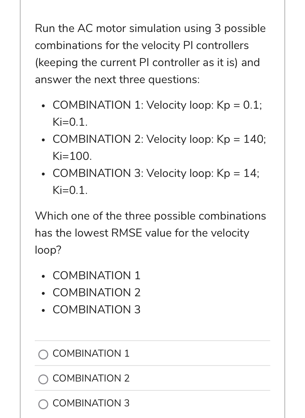Solved Run the AC motor simulation using 3 ﻿possible | Chegg.com