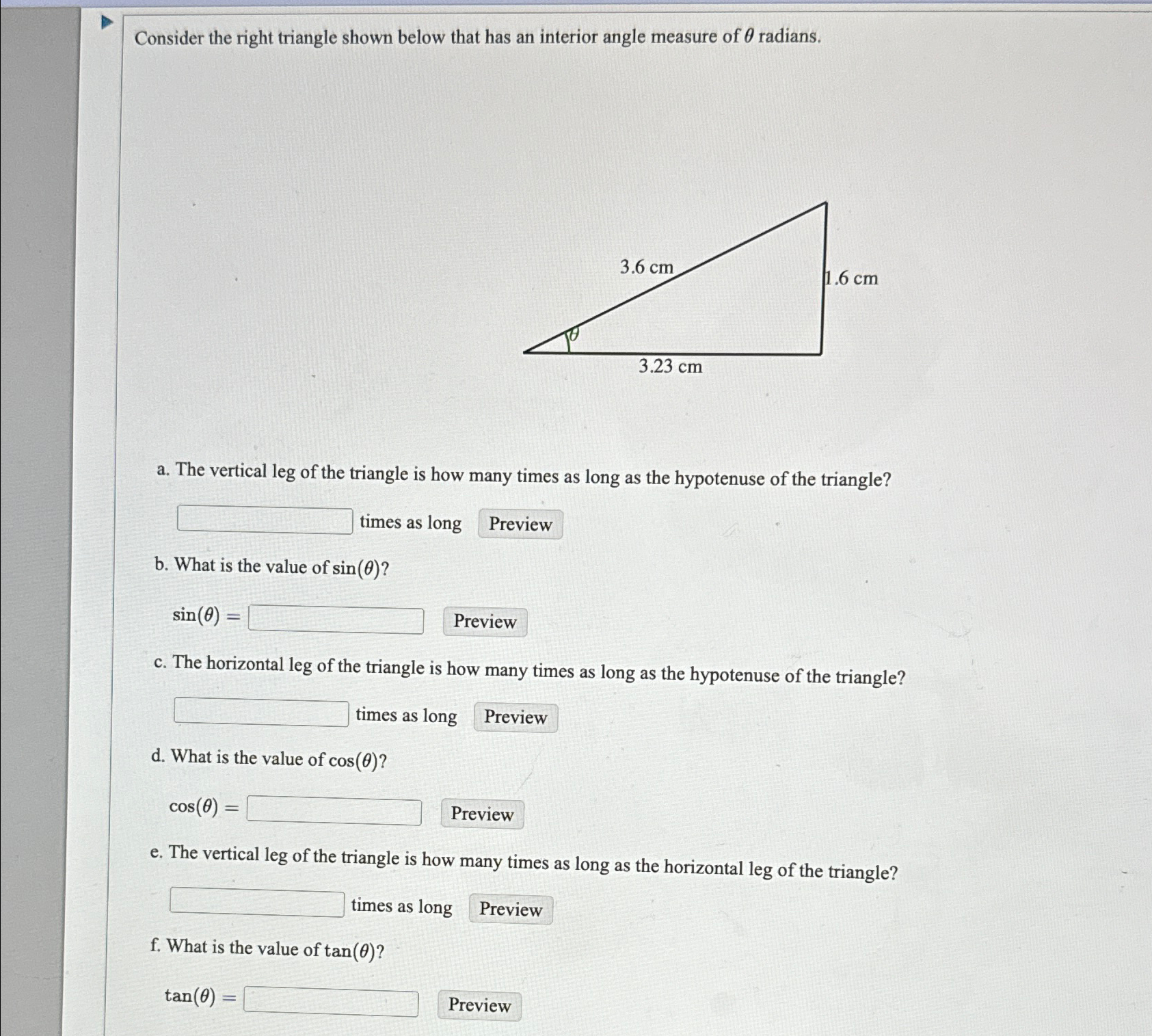 Solved Consider the right triangle shown below that has an | Chegg.com