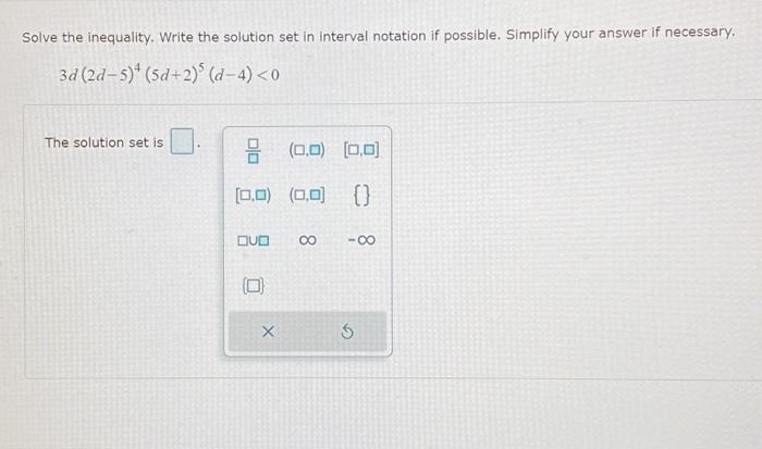 Solved Solve The Inequality Write The Solution Set In 4252