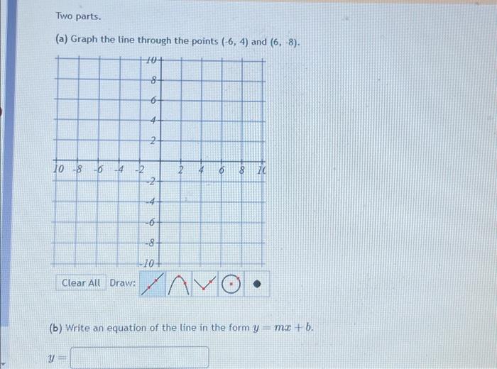 Solved Two parts. (a) Graph the line through the points (-6, | Chegg.com