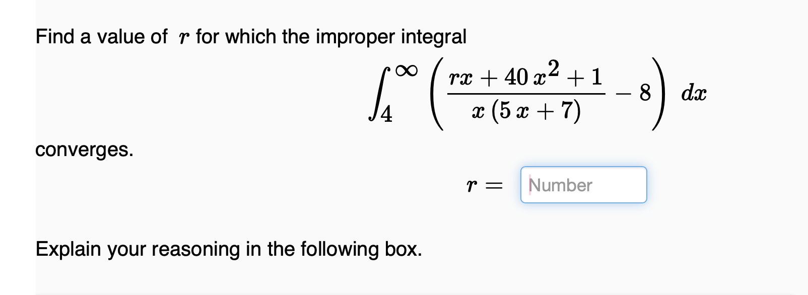 Solved Find a value of r ﻿for which the improper | Chegg.com