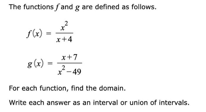Solved The functions fand g are defined as follows. 2 f(x) = | Chegg.com