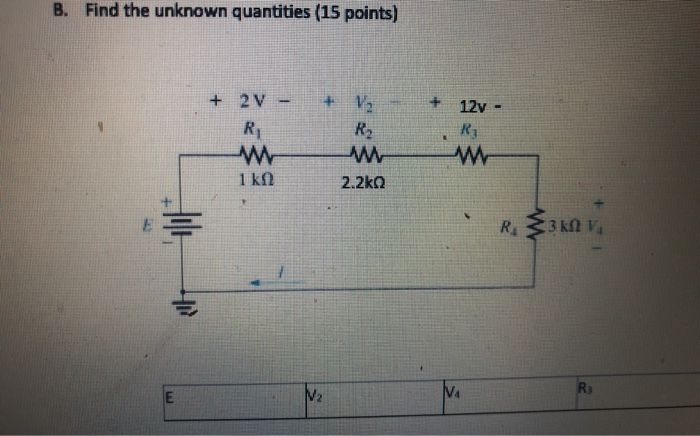 Solved B. Find the unknown quantities (15 points) + 2 V - + | Chegg.com