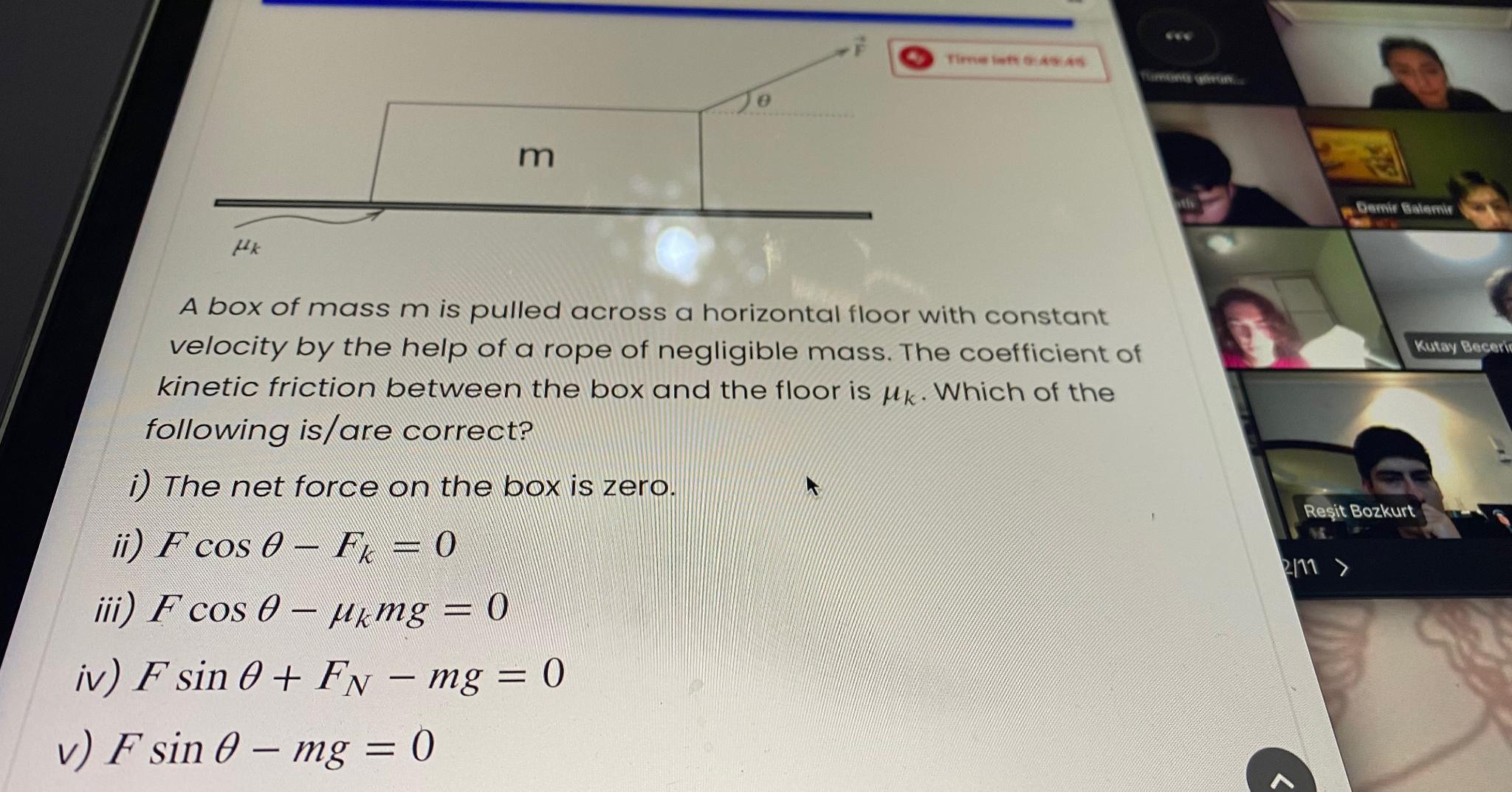 Solved A box of mass m ﻿is pulled across a horizontal floor | Chegg.com