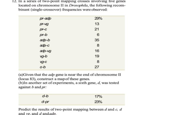 Solved 12. In a series of two-point mapping crosses | Chegg.com