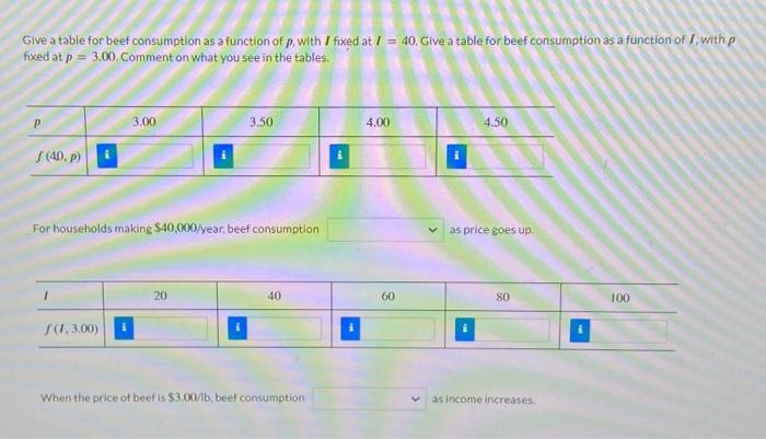 Solved The table below shows \\( { }^{1} \\) the weekly beef | Chegg.com