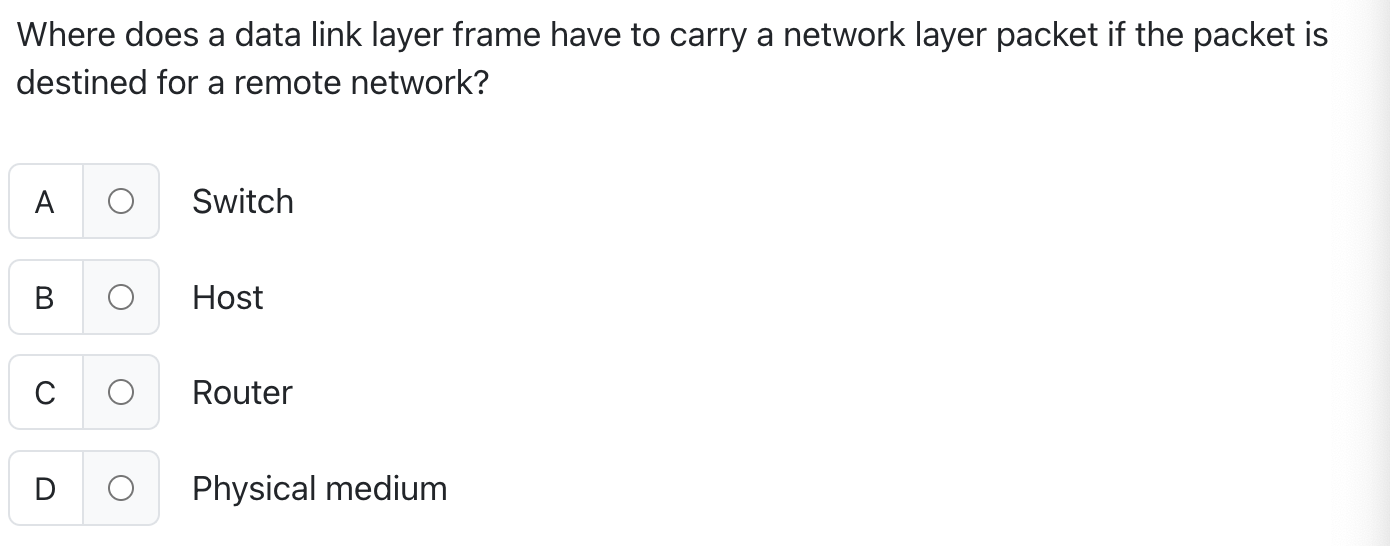 Solved Where does a data link layer frame have to carry a | Chegg.com