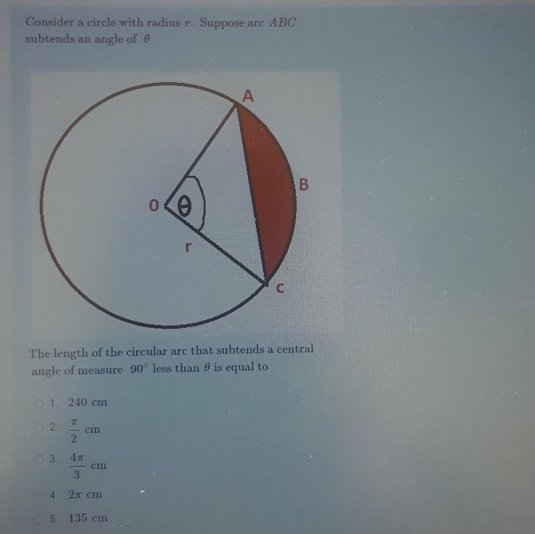Solved Consider a circle with radius r. Suppose arc ABC | Chegg.com