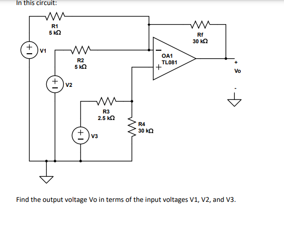 Solved In this circuit:Find the output voltage Vo in terms | Chegg.com