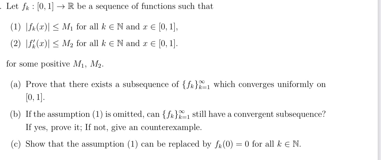 Solved Let fk:[0,1]→R ﻿be a sequence of functions such | Chegg.com