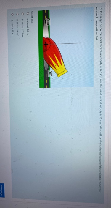 Solved For the image below the initial horizontal velocity | Chegg.com