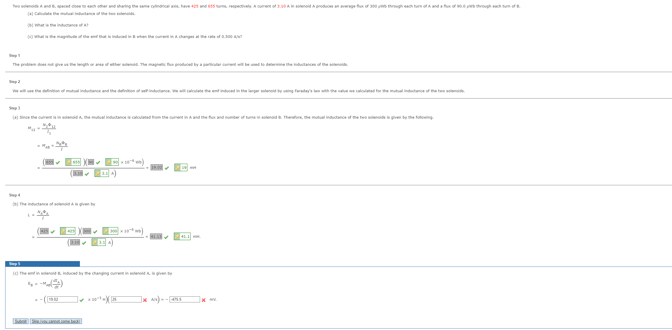 Solved HELP WITH STEP 5(a) ﻿Calculate the mutual inductance | Chegg.com