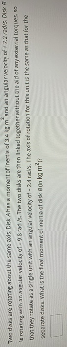 Solved Two disks are rotating about the same axis. Disk A | Chegg.com