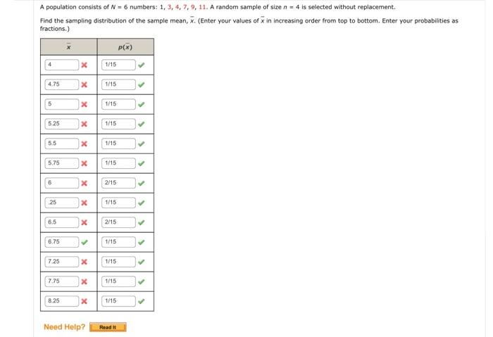 Solved A population consists of N=6 numbers: 1,3,4,7,9,11. A | Chegg.com