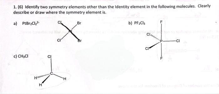 Solved 1. (6) Identify two symmetry elements other than the | Chegg.com
