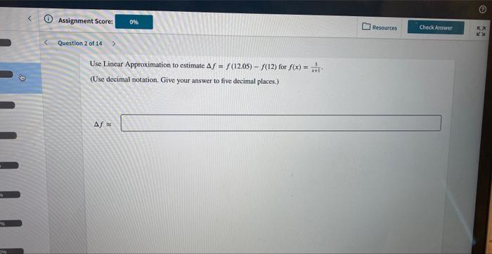 Solved Use Linear Approximation to estimate Δf=f(8.04)−f(8) | Chegg.com