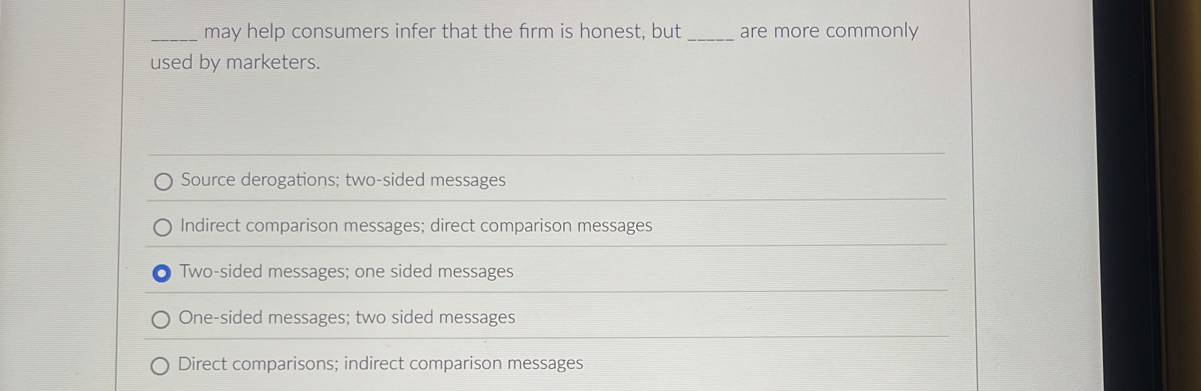 Solved may help consumers infer that the firm is honest, | Chegg.com