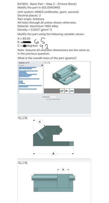 Solved B31902: Basic Part - Step 2 - (Fixture Block) Modify | Chegg.com