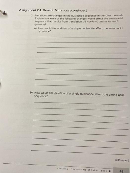 Solved Assignment 2.4: Genetic Mutations (36 marks) Read all | Chegg.com