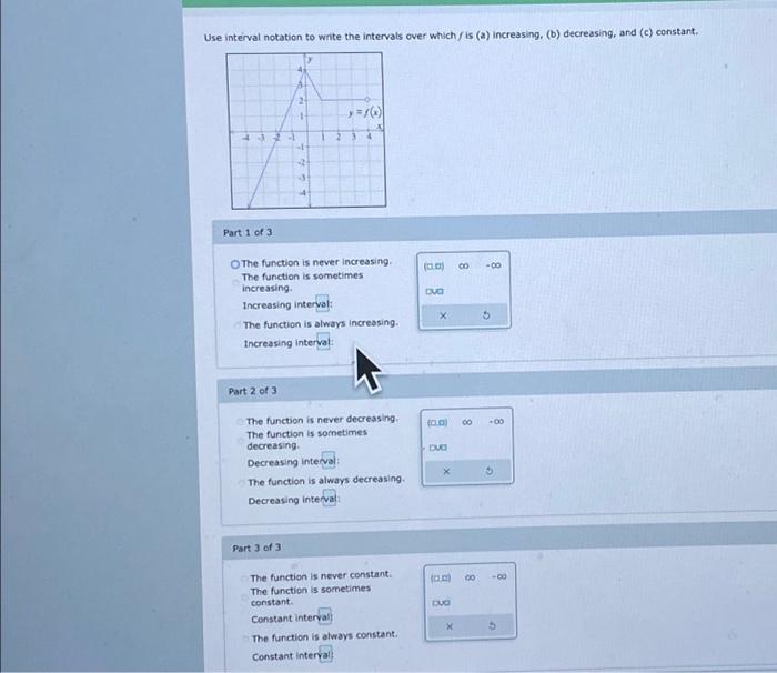Solved Use interval notation to write the intervals over | Chegg.com