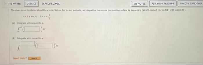 Solved r=5+sin(m),0≤x≤2c (a) Integrate with reapela to x | Chegg.com