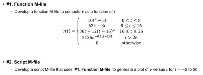 Solved Develop A Function M File To Compute V As A Function