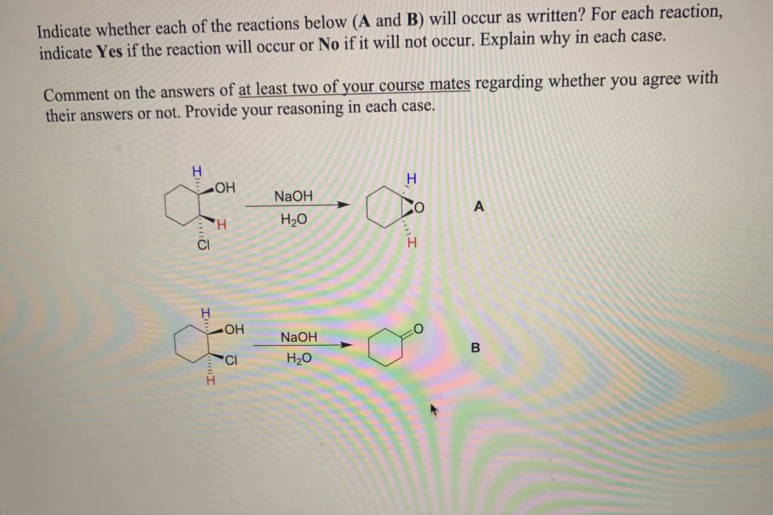 Solved Indicate whether each of the reactions below (A and | Chegg.com