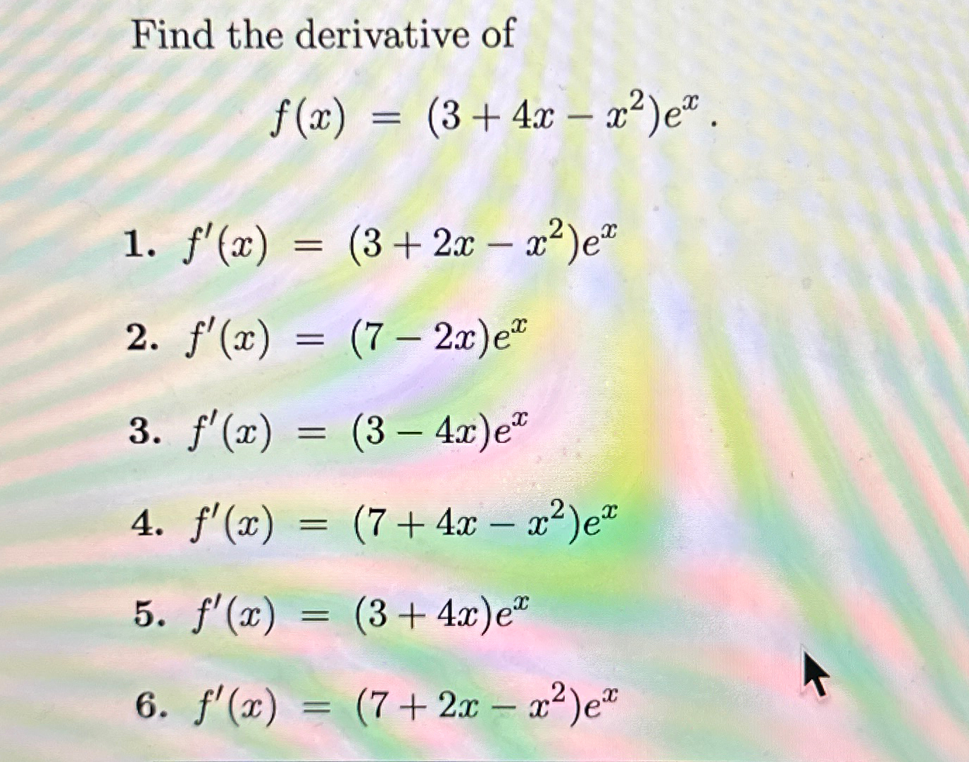 Solved Find the derivative | Chegg.com