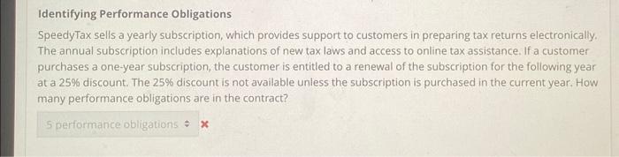 Solved Identifying Performance Obligations A customer hired | Chegg.com