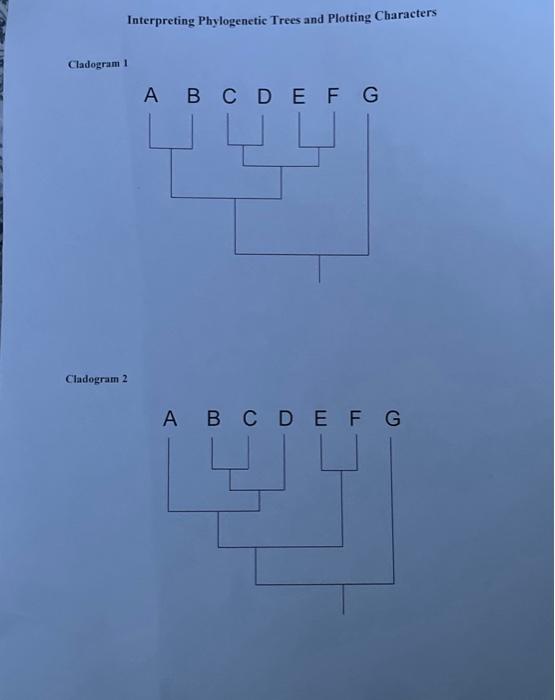Solved B. On cladograms #1 and #2 map the above characters | Chegg.com