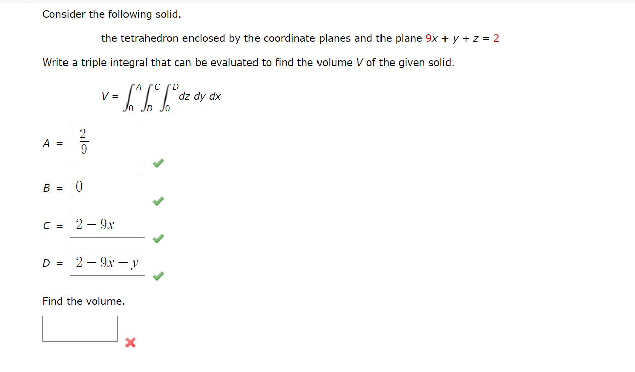 Solved Consider the following solid.the tetrahedron enclosed | Chegg.com