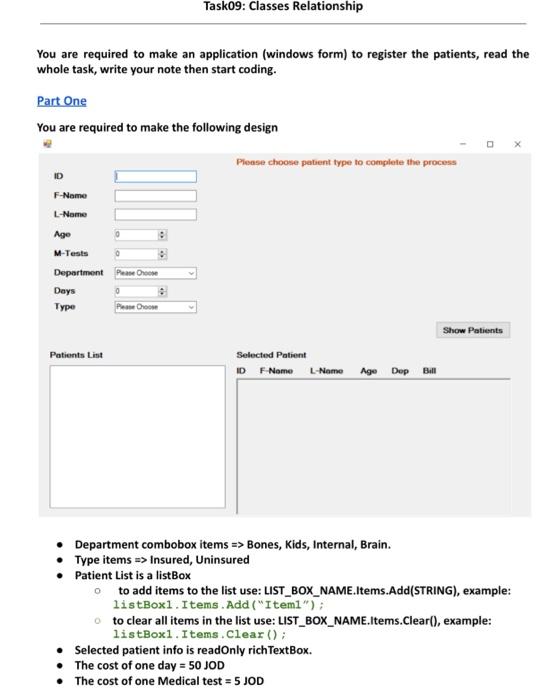 Solved I want solution fot this task in c# language (windows | Chegg.com
