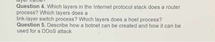 Solved Question 4 Which Layers In The Internet Protocol 