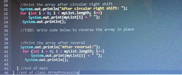 Solved 8. Array Processing (shifts and reverse) Please | Chegg.com