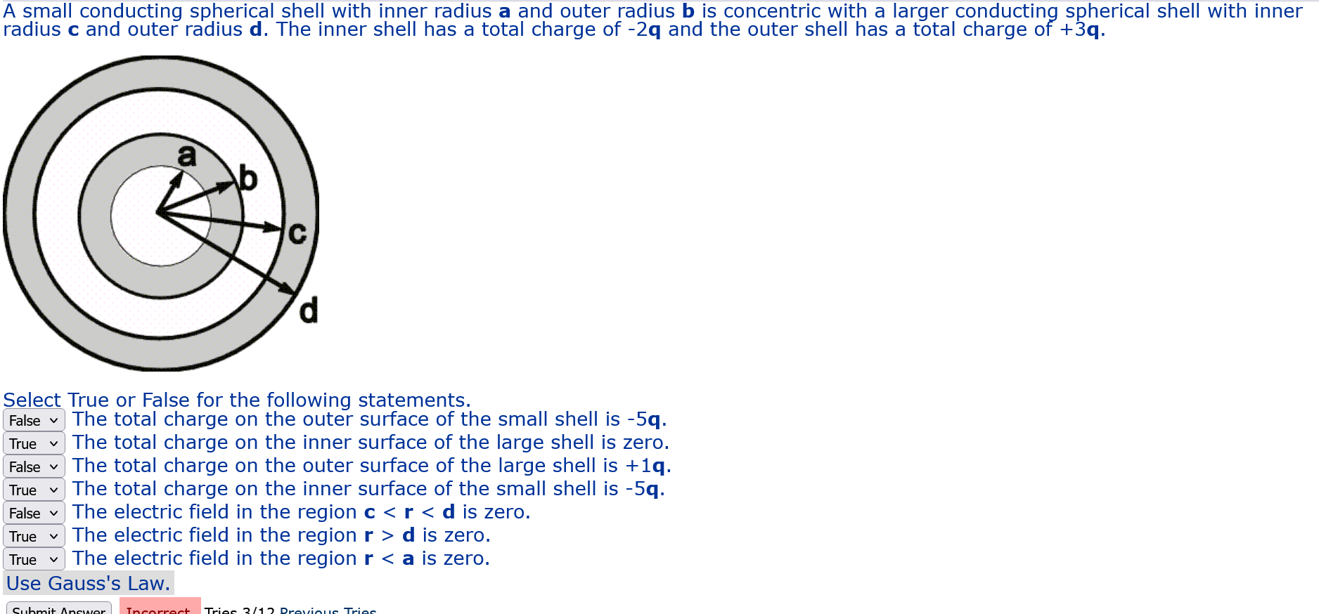 Solved A small conducting spherical shell with inner radius | Chegg.com