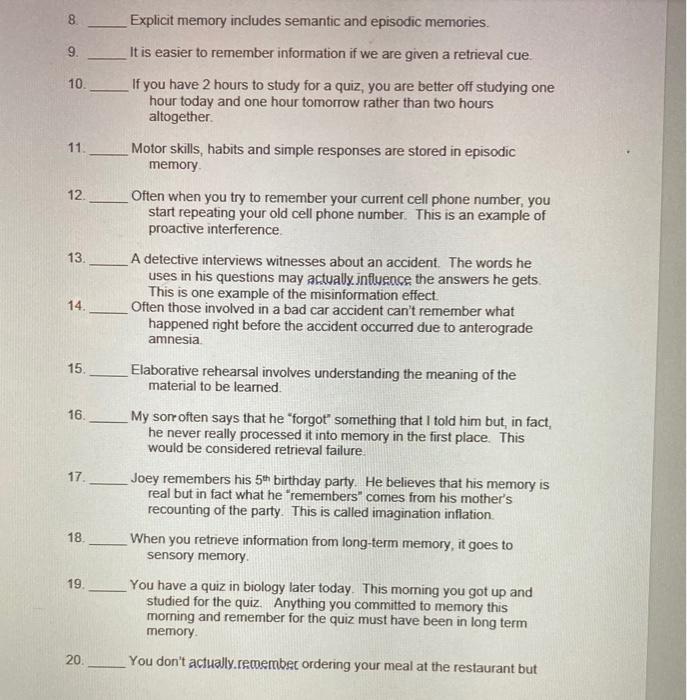 Solved Answer 1-20 THERE ARE 9 FALSE.if answer is false make | Chegg.com