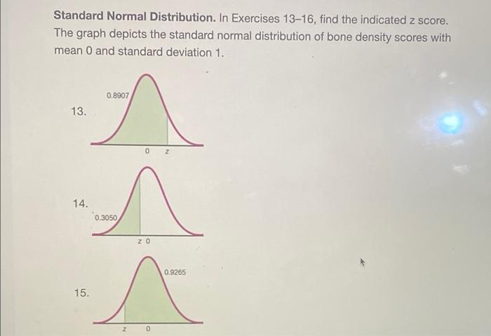 Solved Standard Normal Distribution. In Exercises 13-16, | Chegg.com