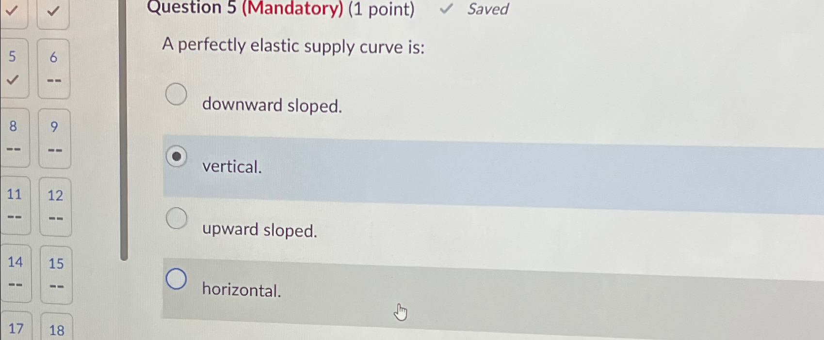 Solved Question 5 (Mandatory) (1 ﻿point) ﻿SavedA perfectly | Chegg.com