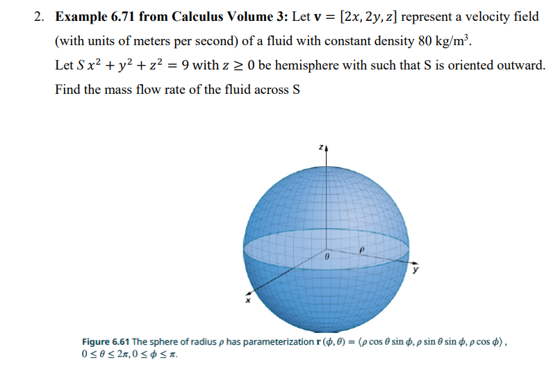 Solved Example 6.71 ﻿from Calculus Volume 3: Let v=[2x,2y,z] | Chegg.com