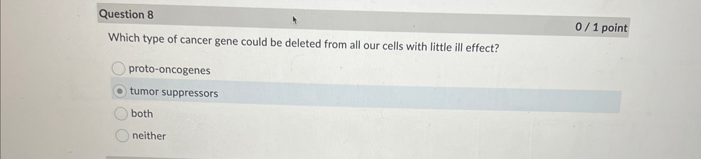 Solved Question 8Which type of cancer gene could be deleted | Chegg.com