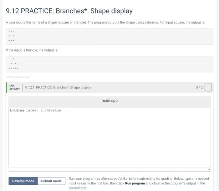 912 Practice Branches Shape Display A User Inputs 