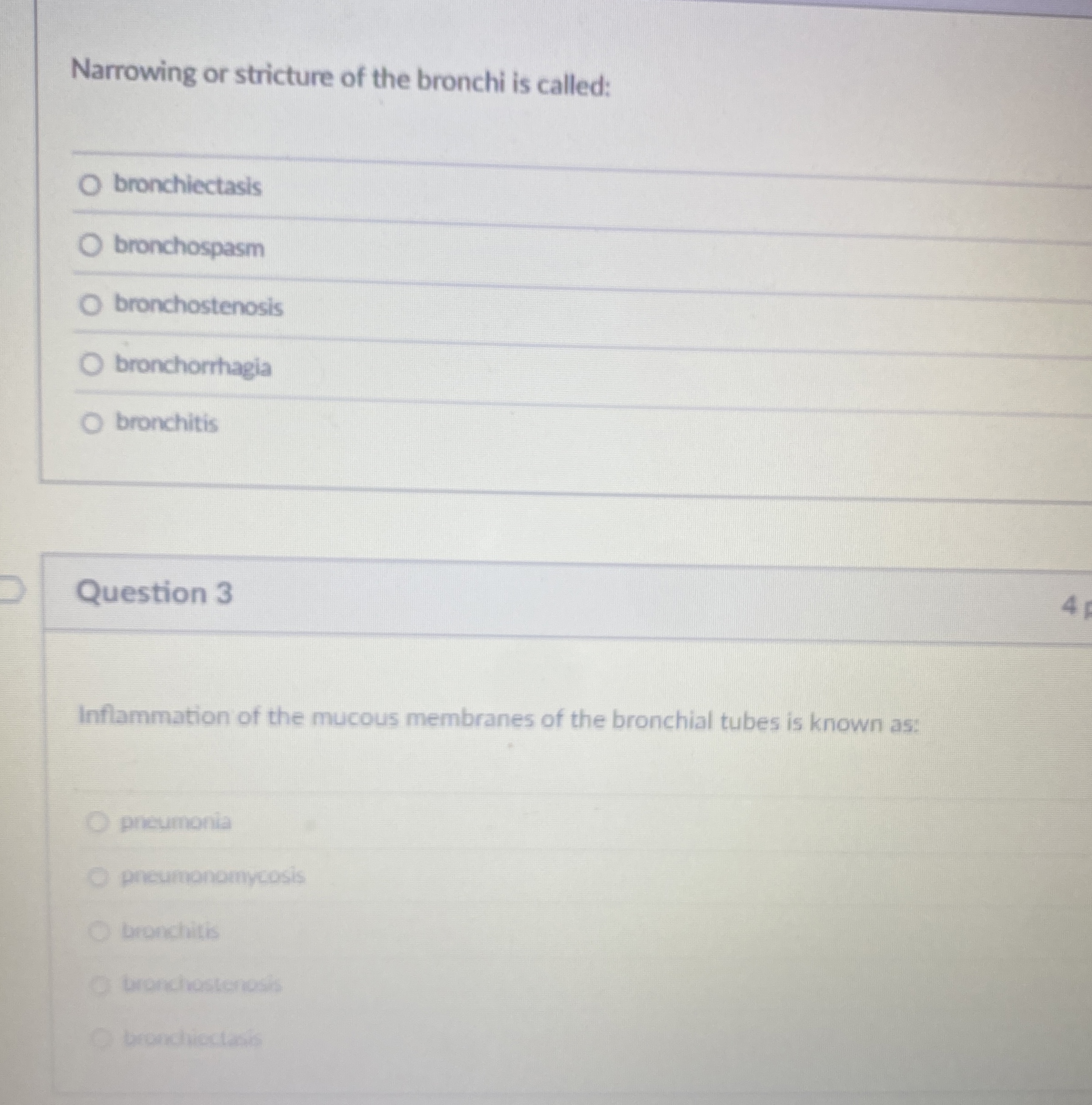 Solved Narrowing or stricture of the bronchi is | Chegg.com