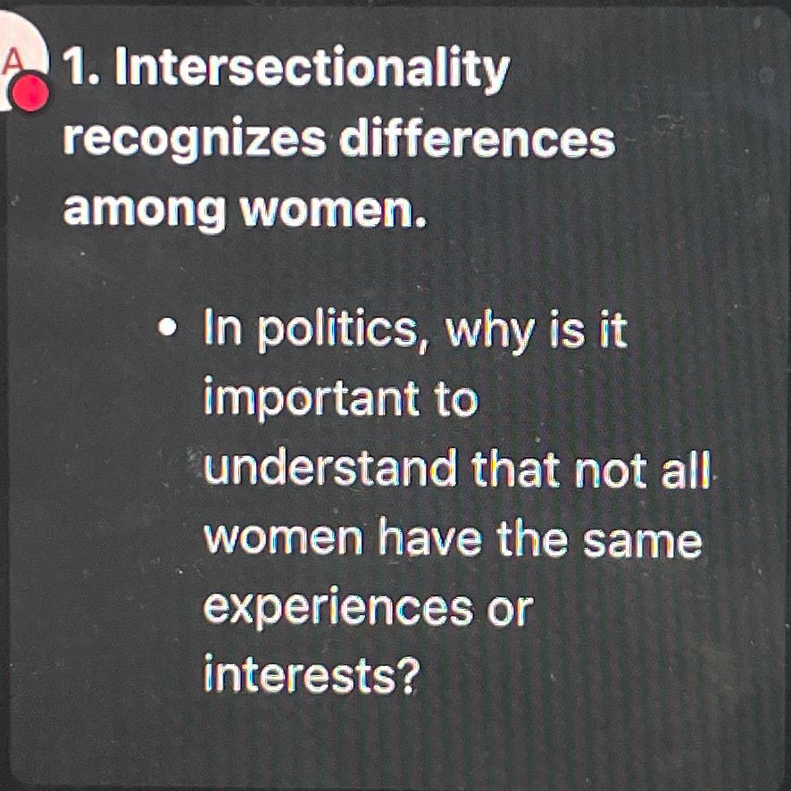 Solved Intersectionality recognizes differences among | Chegg.com