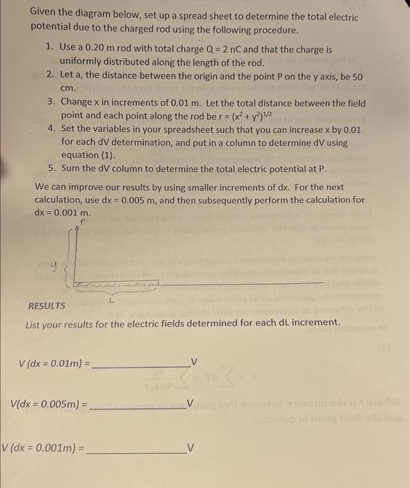 Solved Given the diagram below, set up a spread sheet to | Chegg.com