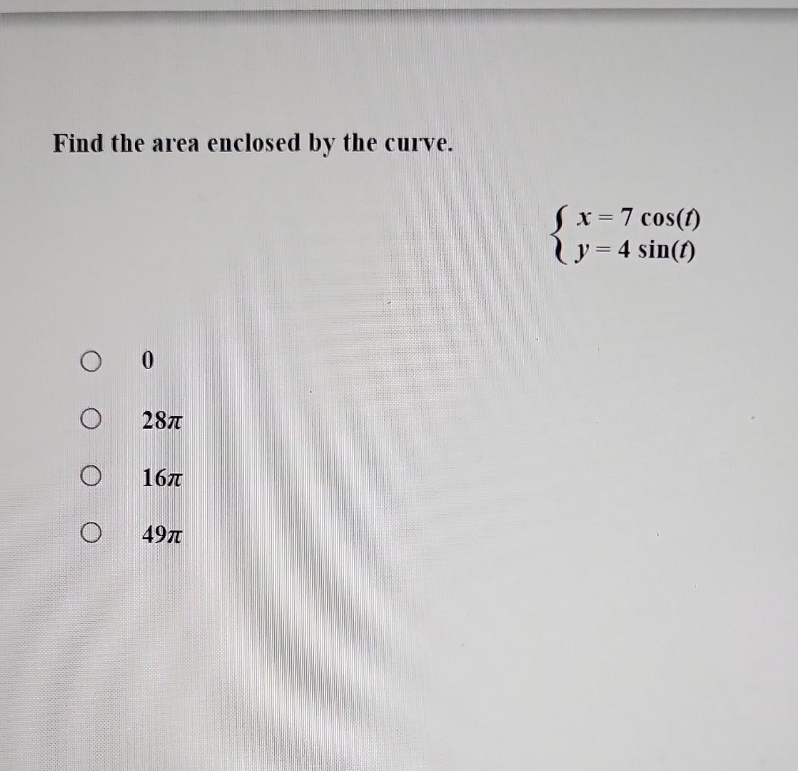 Solved Find the area enclosed by the curve. | Chegg.com