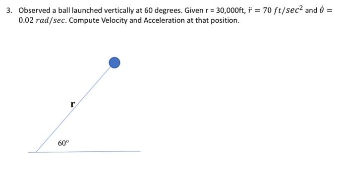Solved = 3. Observed a ball launched vertically at 60 | Chegg.com